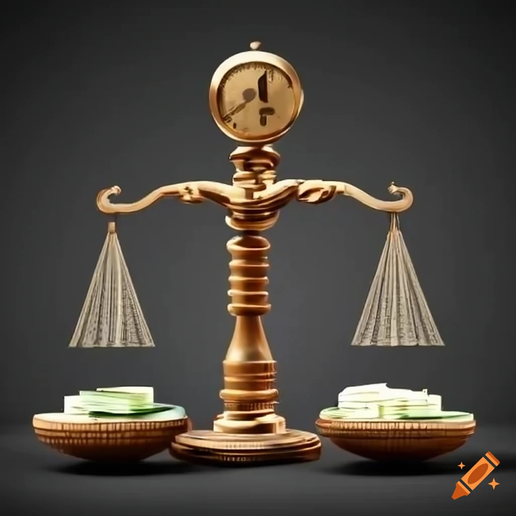 Comparison of two types of money on a scale on Craiyon