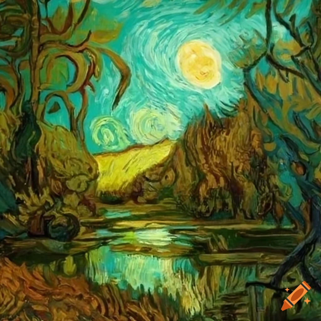 Vincent van gogh style painting of a jungle on Craiyon