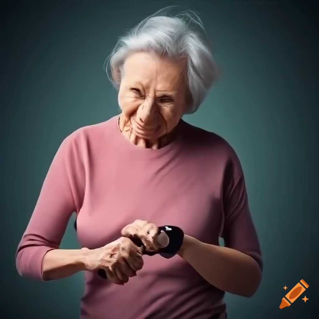 Elderly woman with a smartwatch on Craiyon