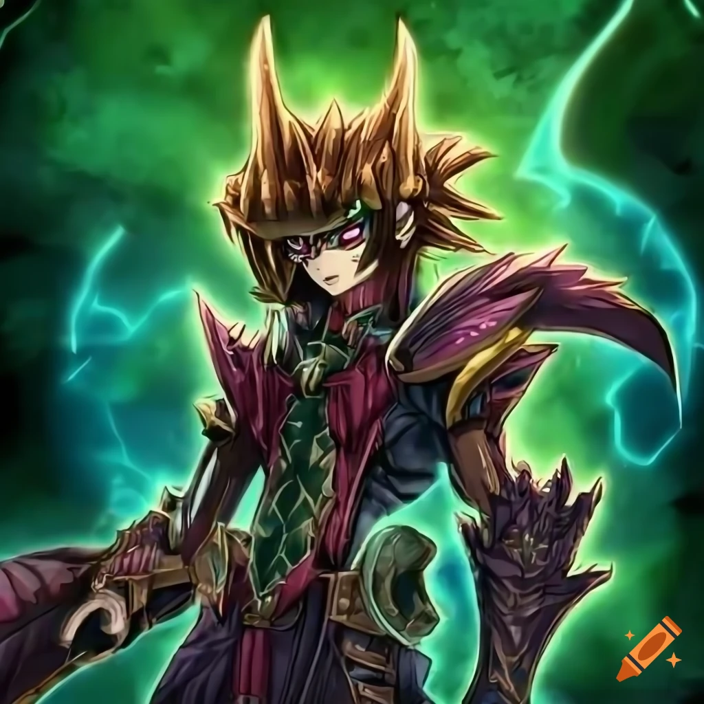 Highly detailed Wind Wolf Warrior artwork in Yu-Gi-Oh style on a green ...