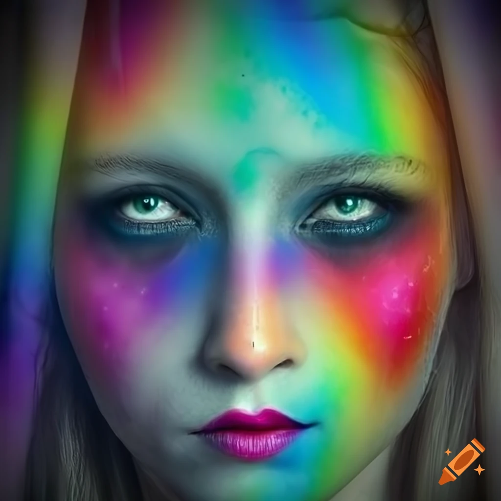 Vibrant and colorful gothic elements with a surreal woman's face in the ...