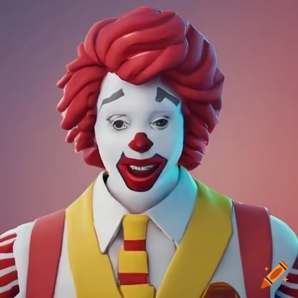 Ronald mcdonald as a fortnite skin on Craiyon