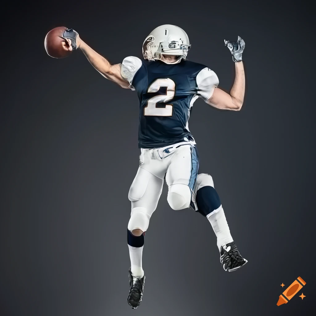 American football player throwing a football on Craiyon