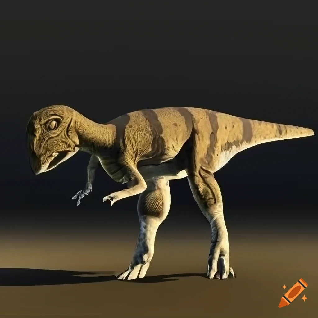 Full body view of a pachycephalosaurus dinosaur with a monitor lizard ...