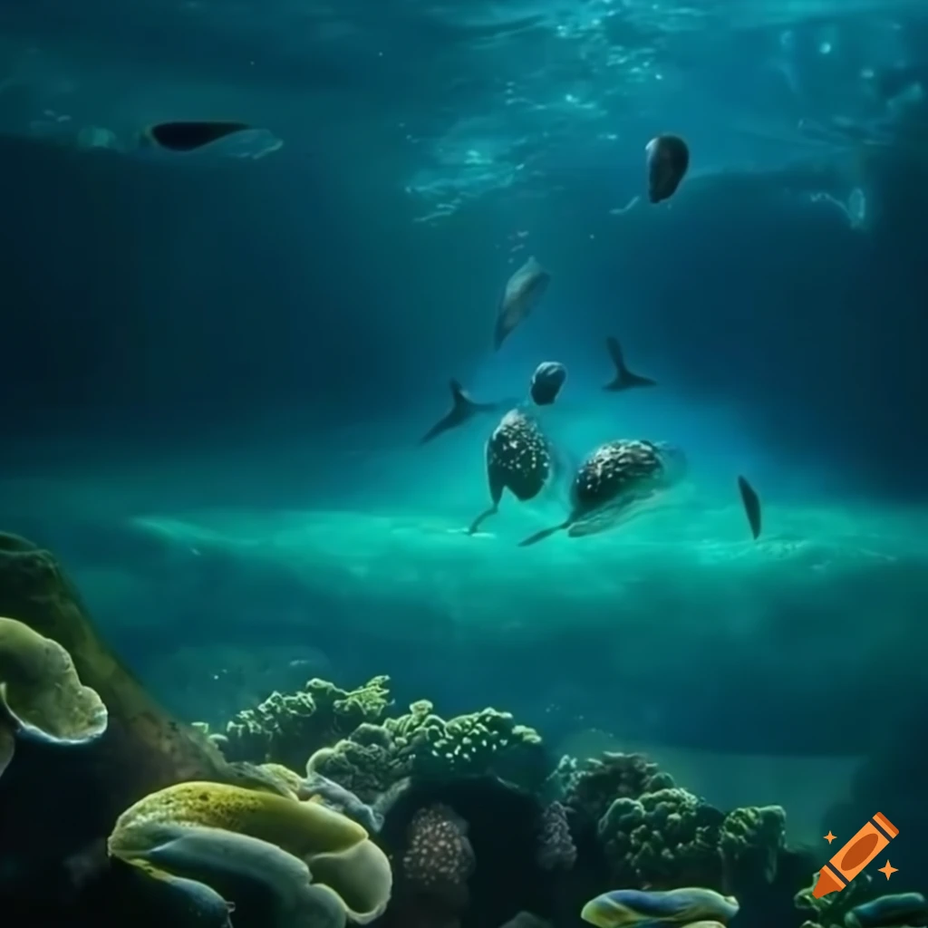 Enchanted underwater realm with vibrant fish and intricate coral in a ...