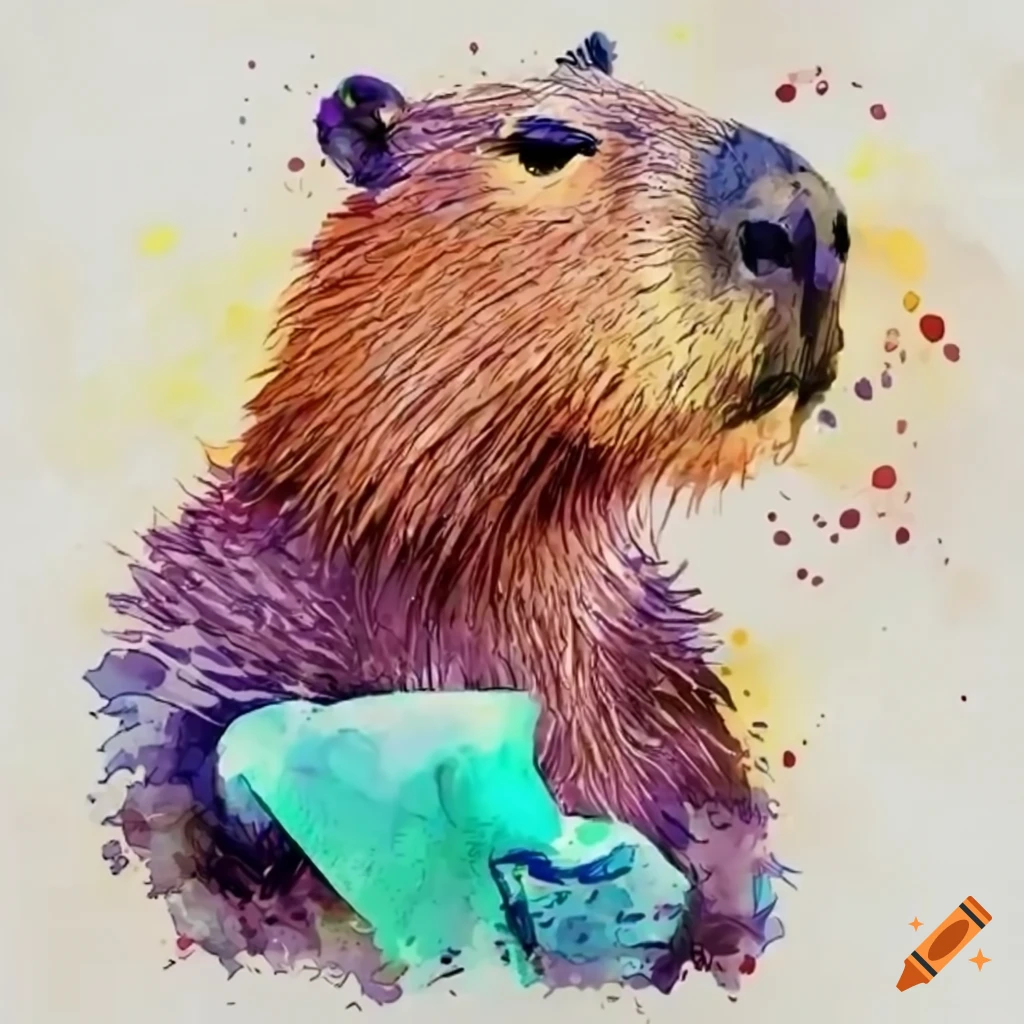 Cartoon capybara with a cleaning rag in a looney tunes style on Craiyon