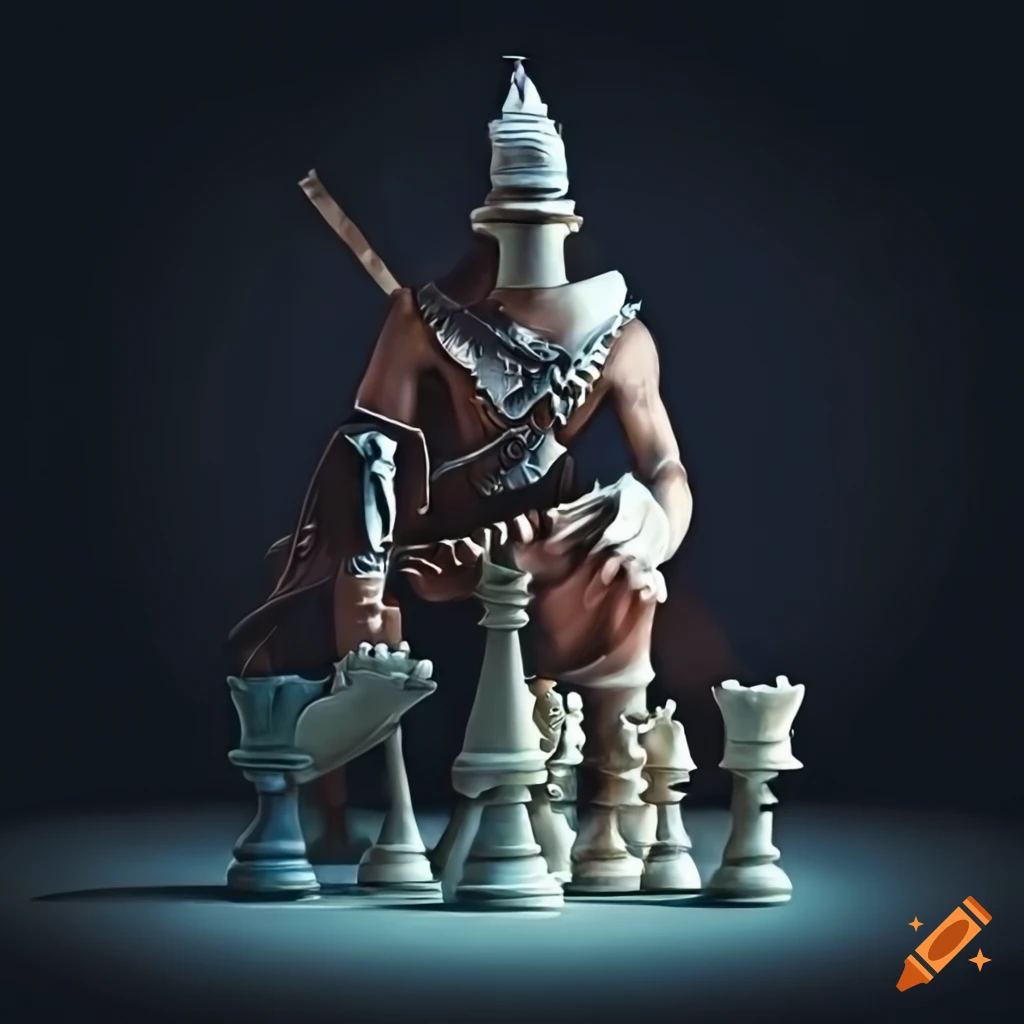 Warrior playing chess on Craiyon