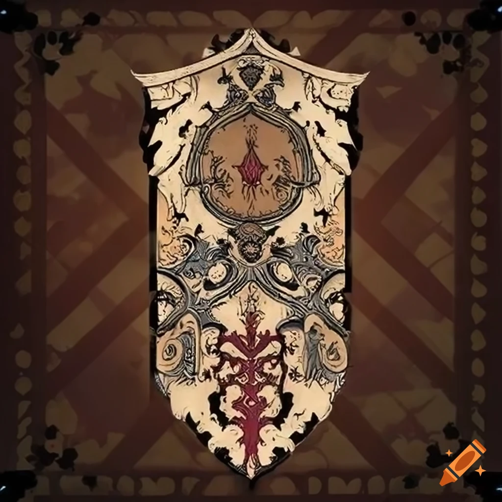 Medieval anime-inspired banner with intricate cloud patterns ...
