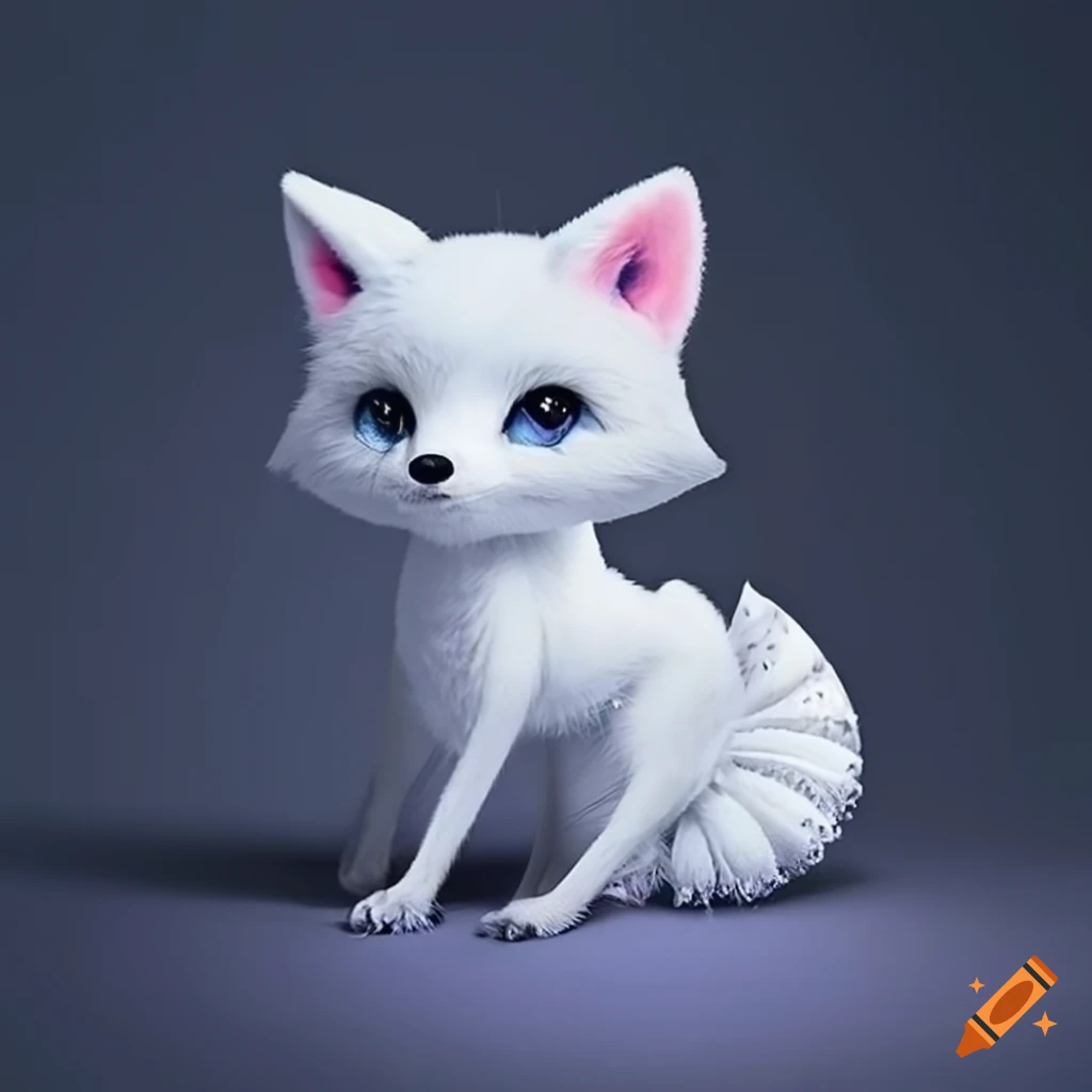 White glitter fox cute on Craiyon