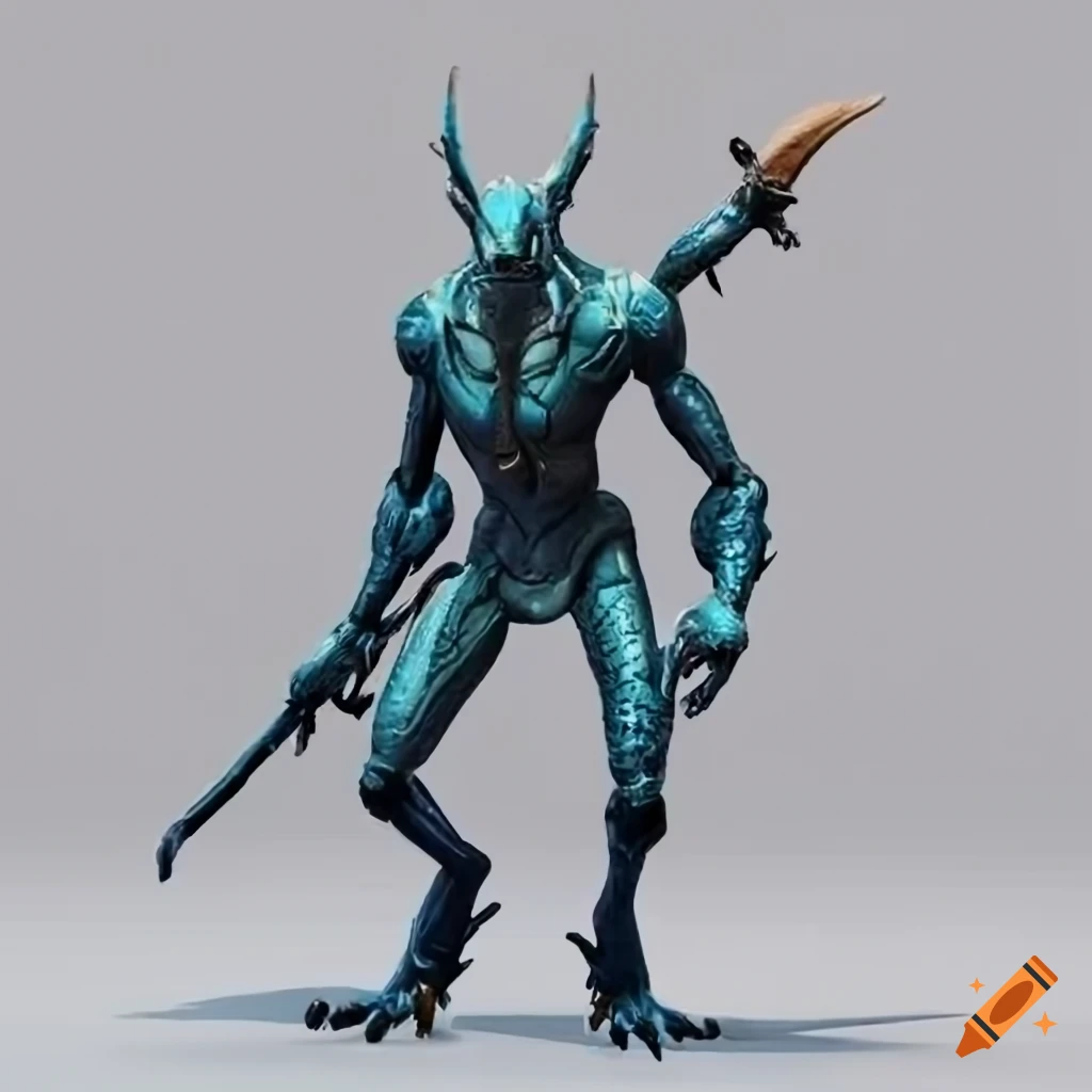 Javelin beetle monster equipped with javelin on white background on Craiyon