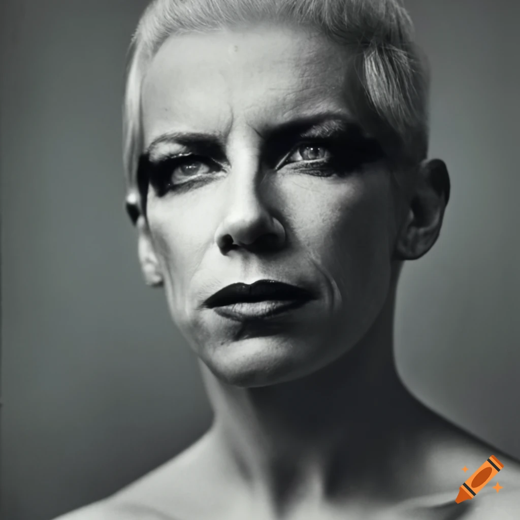 Close-up of Annie Lennox of Eurythmics, 1980s new wave singer on Craiyon