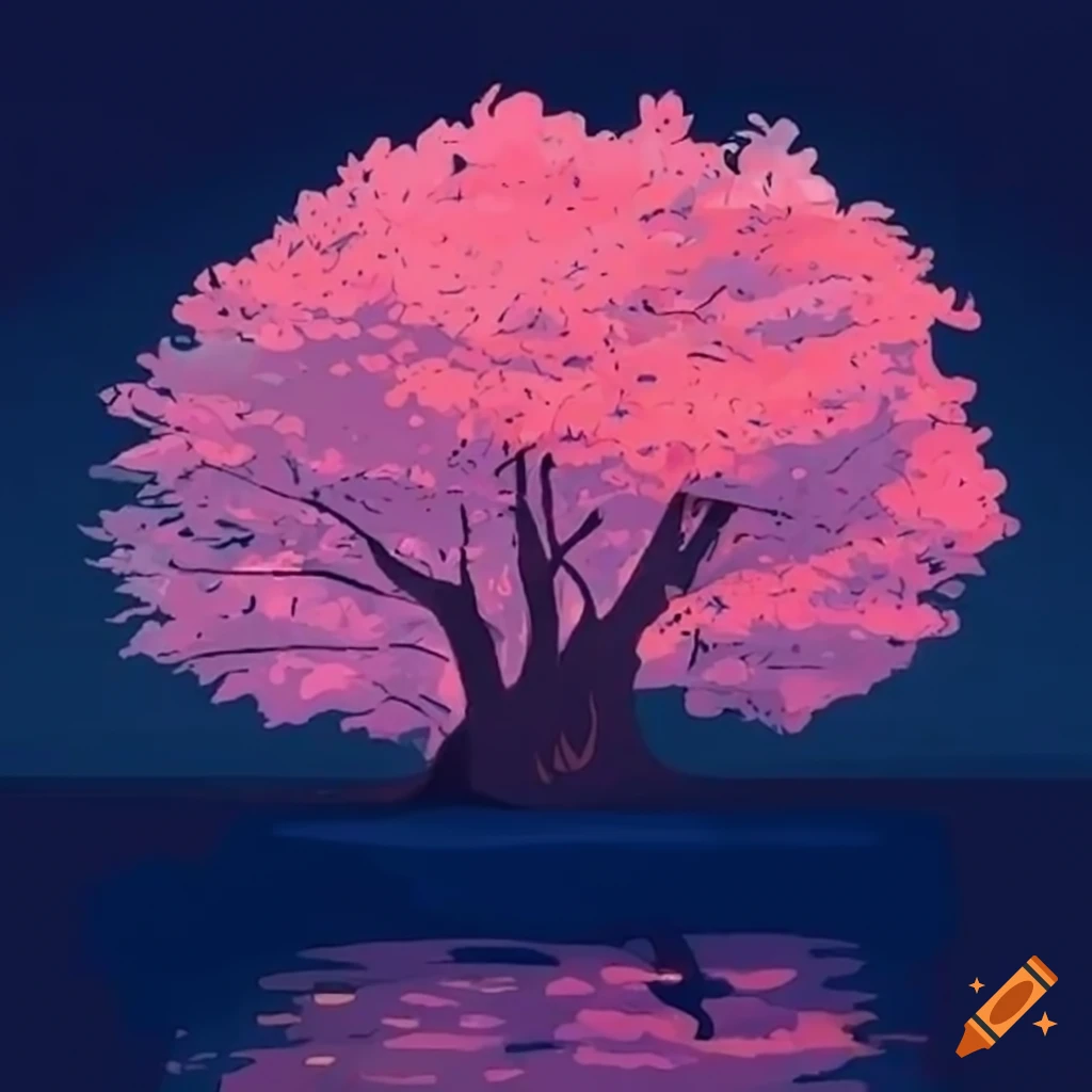 Japanese cherry tree in anime style on Craiyon