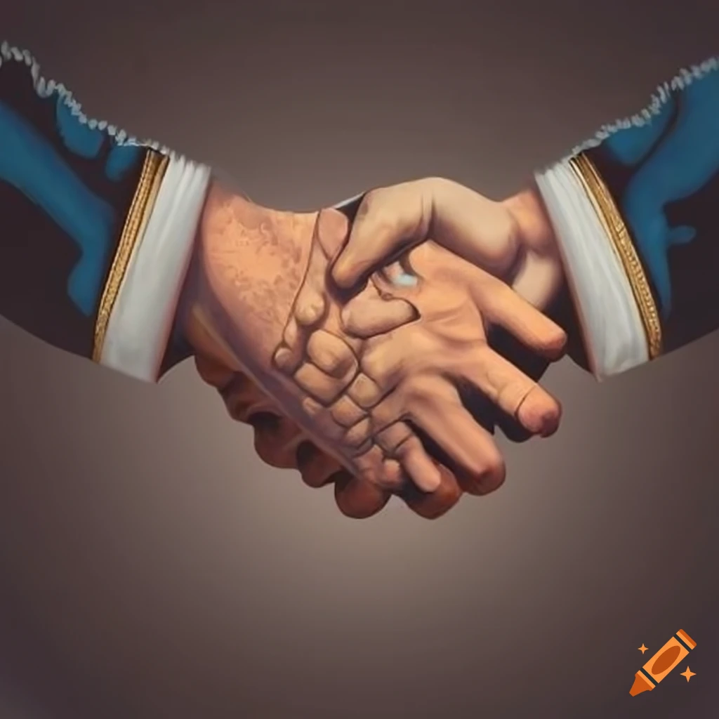 Historical figures shaking hands: Jesus and Nebuchadnezzar on Craiyon