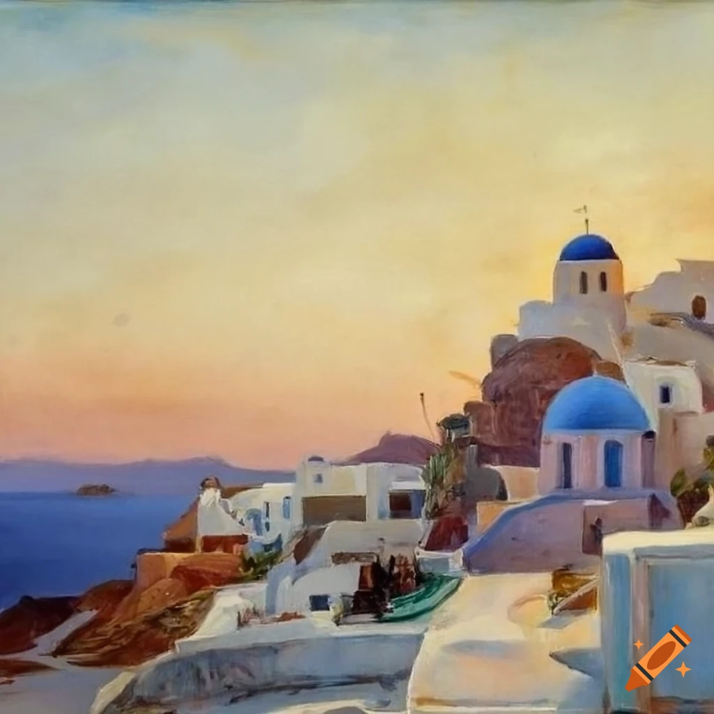 Picturesque view of santorini, greece by albert edelfelt, 19th century ...