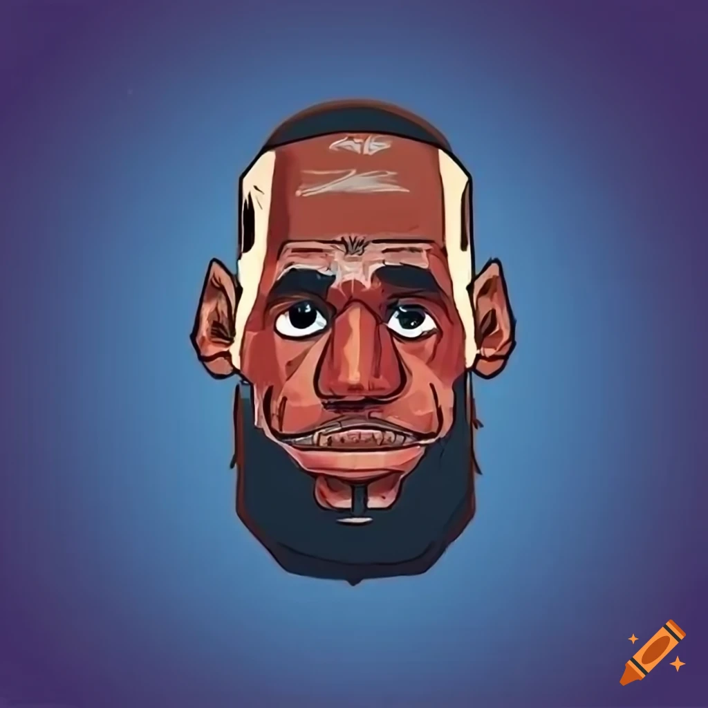 Cartoon illustration of LeBron James in Miami Heat style on Craiyon