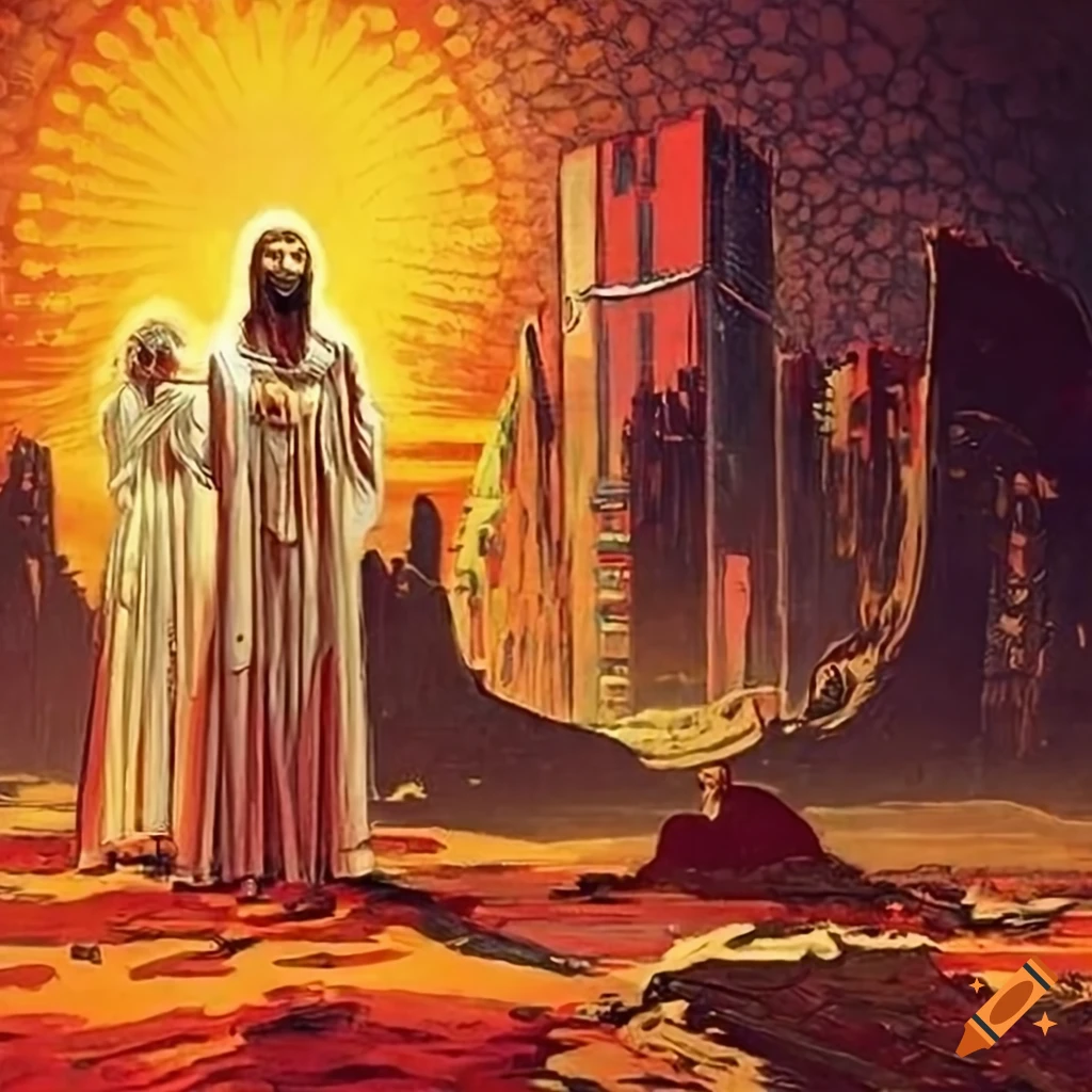 Extraterrestrial Soviet Jesus in a Sci Fi action scene with fast cars ...