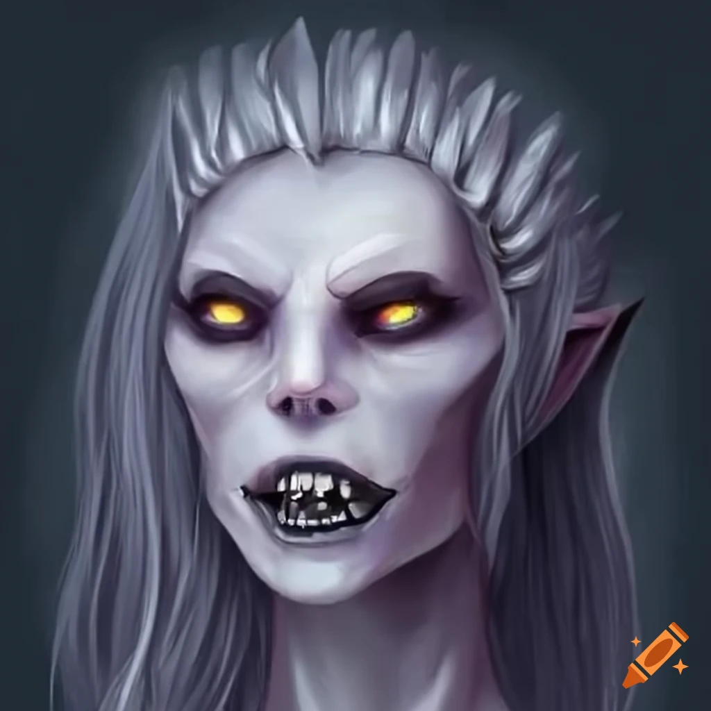 Character with grey skin and sharp teeth on Craiyon