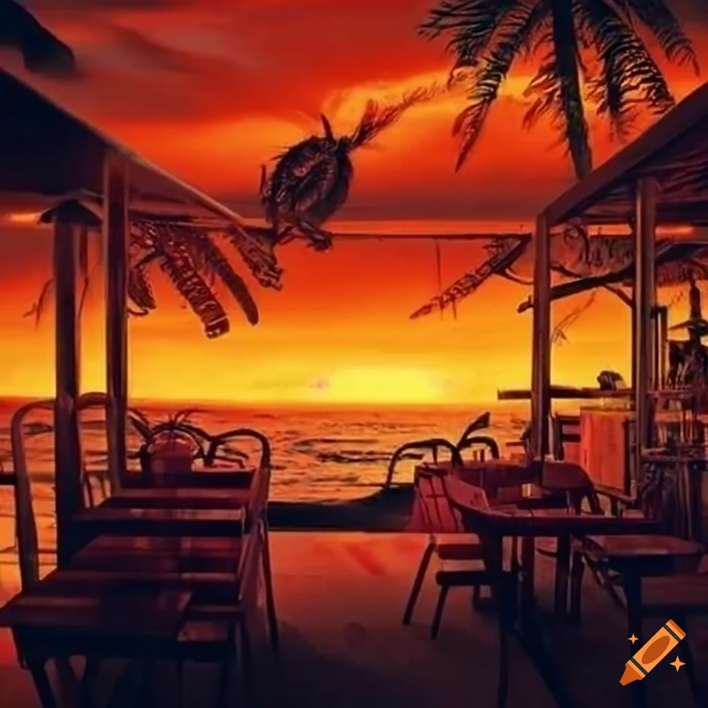 Sunset tiki bar on Craiyon