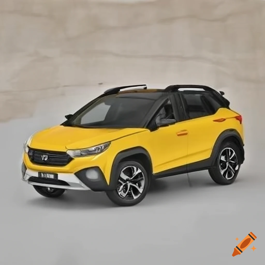 Modern yellow crossover car on Craiyon