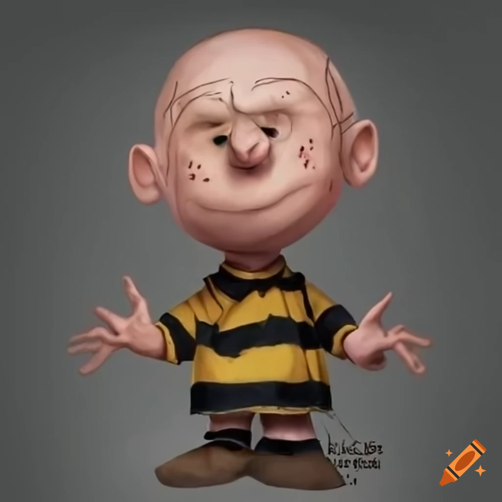 Eldritch style charlie brown as a grotesque human on Craiyon