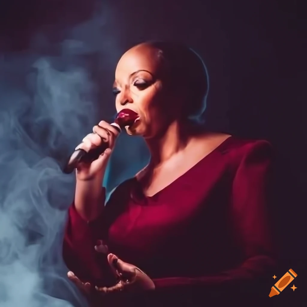 Sophisticated jazz singer performing on stage in an elegant 1930s bar ...