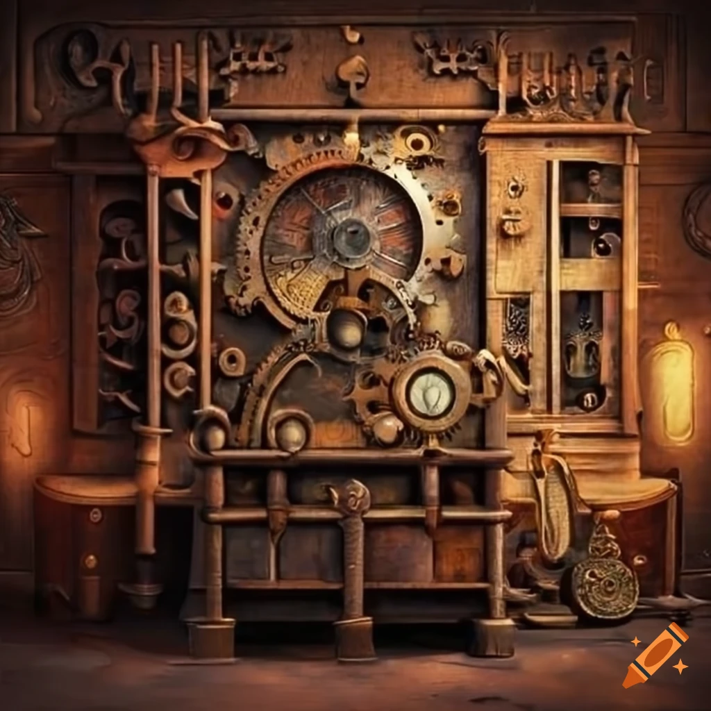 Steampunk puzzle room with intricate riddles on Craiyon