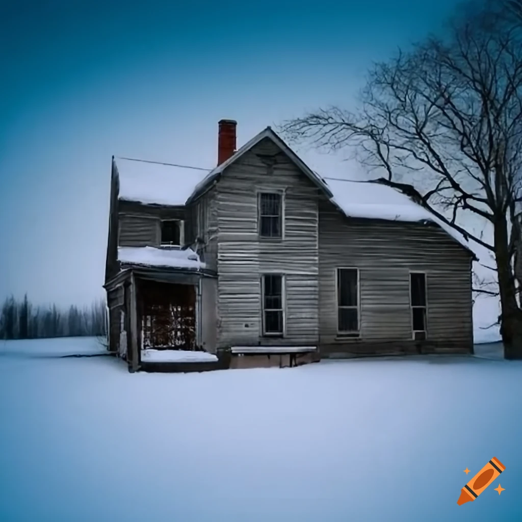 Desolate midwest farmhouse in winter, circa 1900 on Craiyon