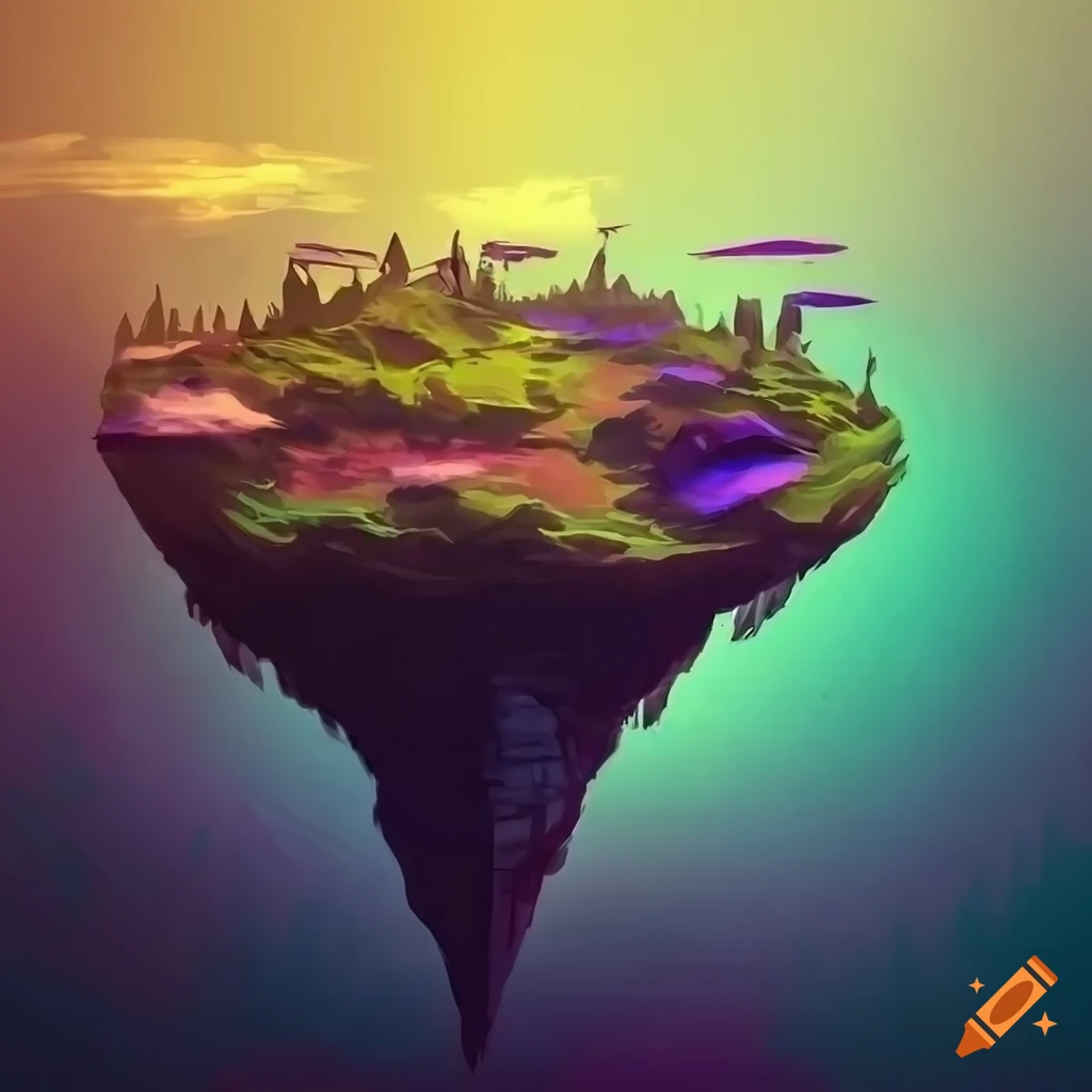 Detailed colorful fantasy sci-fi concept art of a floating island ...