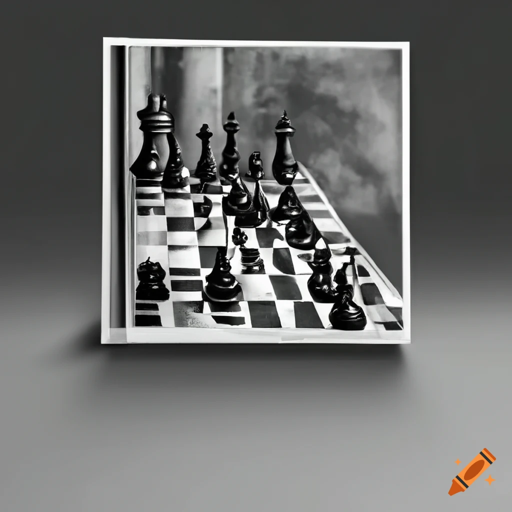 Chess opening in newspaper print on Craiyon