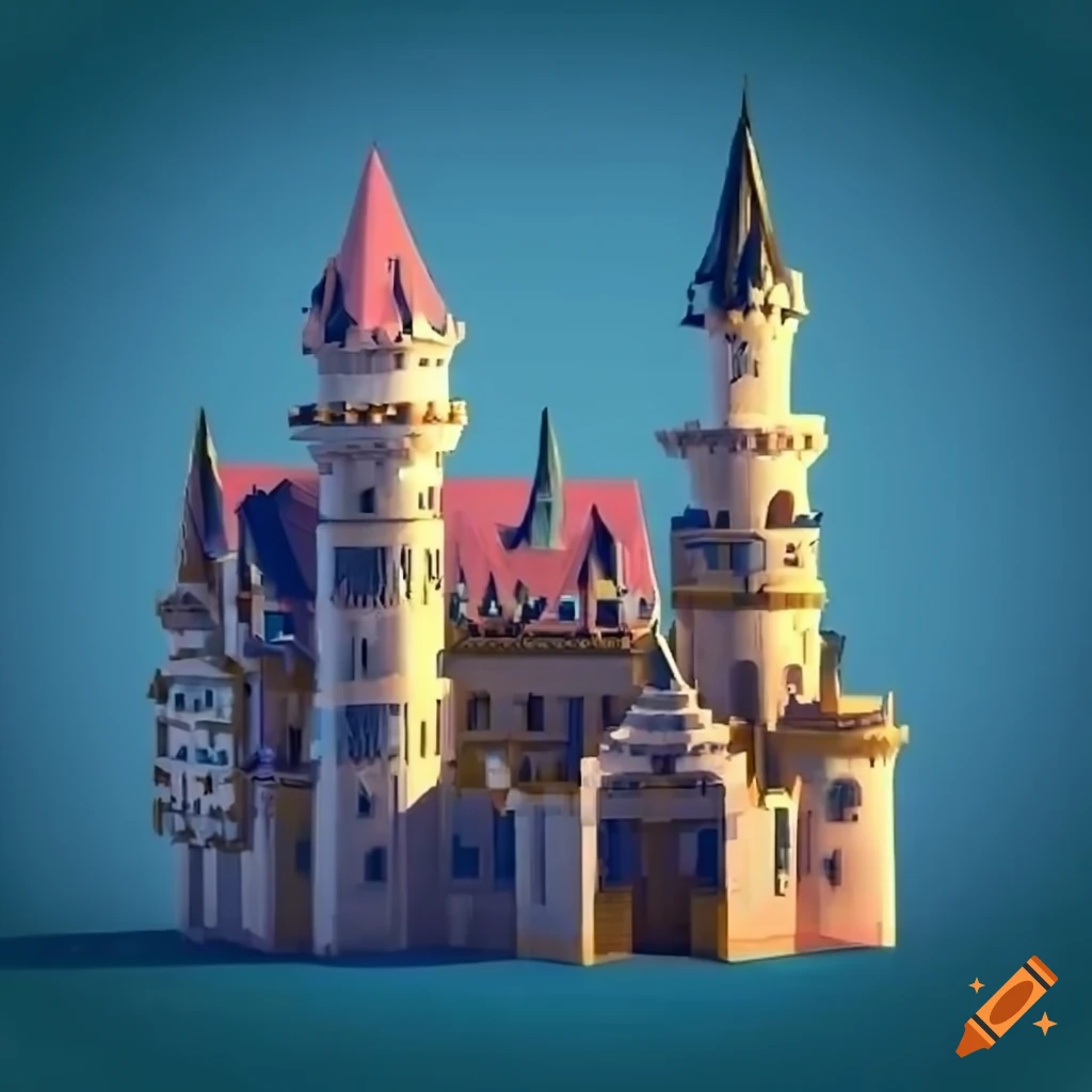 Low poly Castle painted in world of warcraft fantasy style inspired by ...