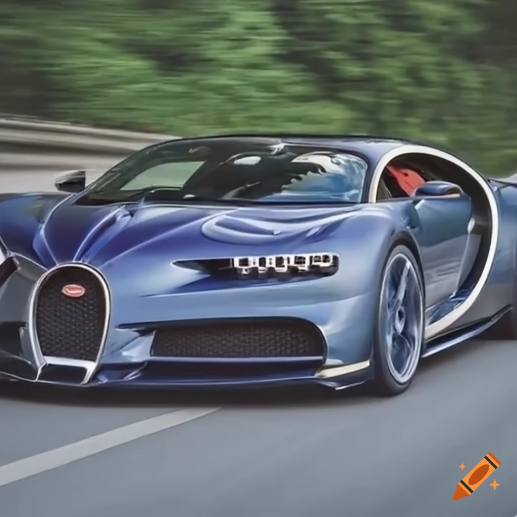 Bugatti chiron racing in the city on Craiyon