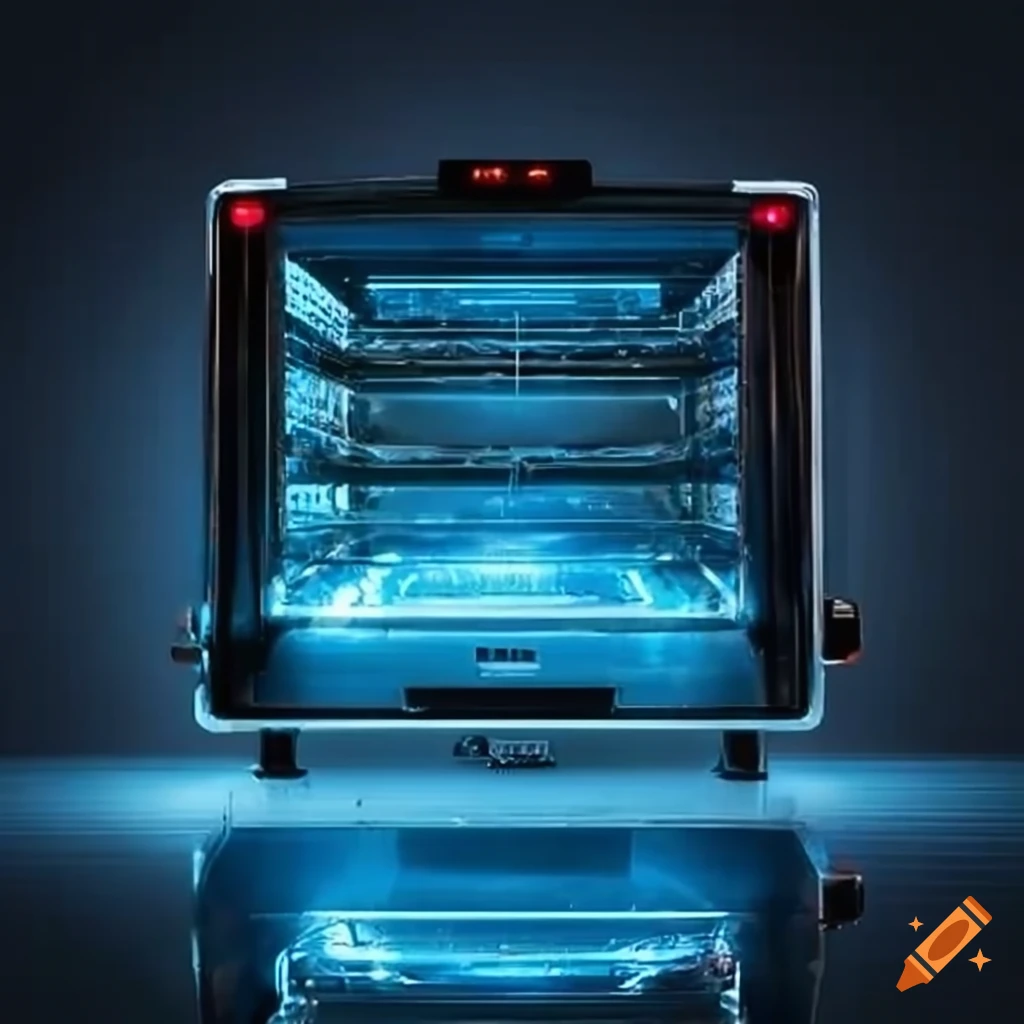 Glowing image of an electronic oven device on Craiyon