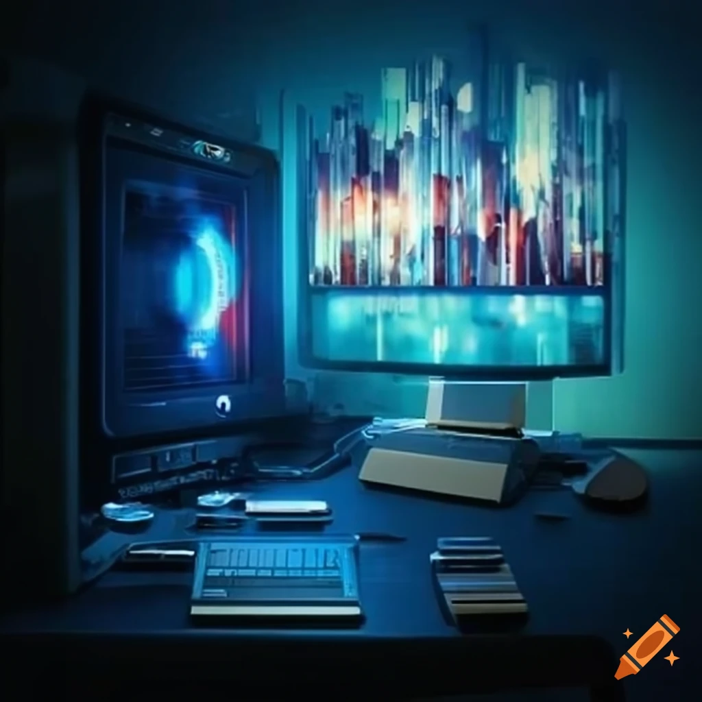 Computer logs on screen on Craiyon