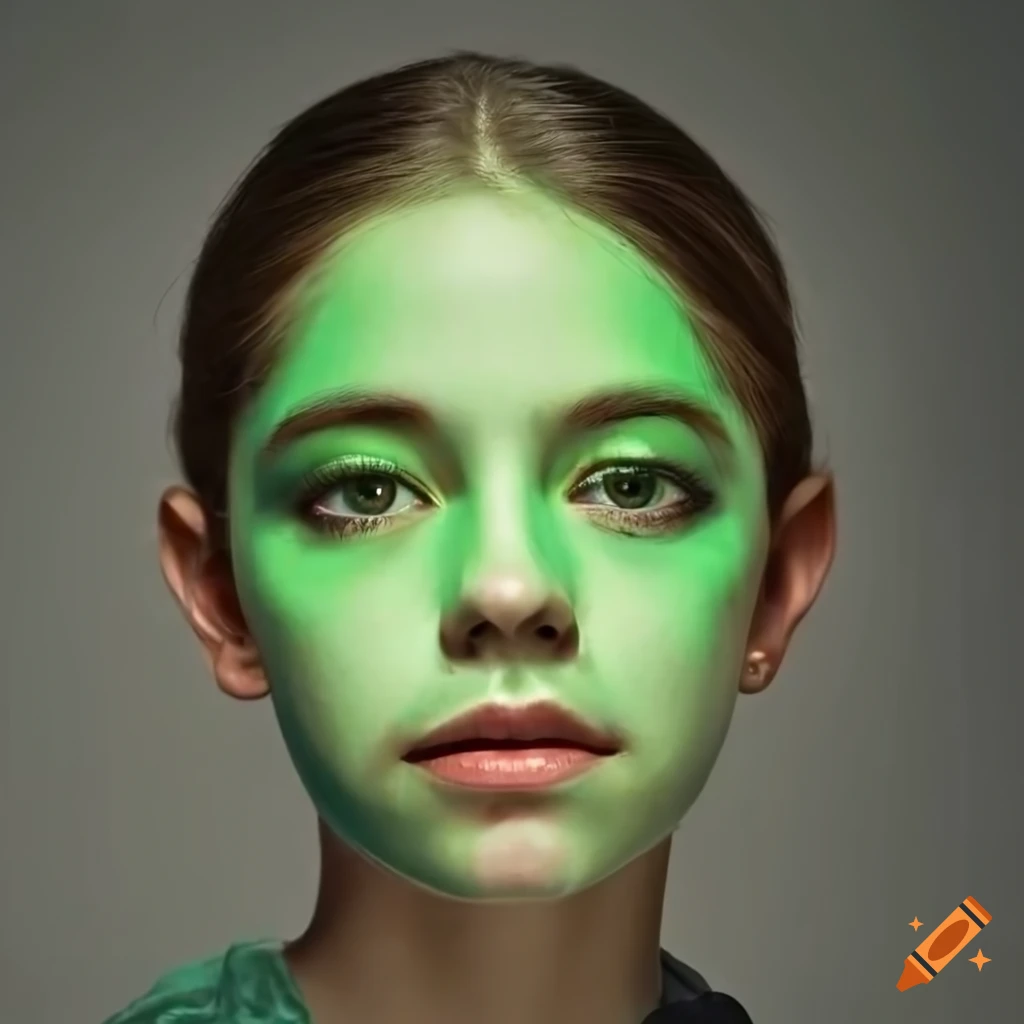 Portrait of Julia Butters portraying the iconic green-faced character ...