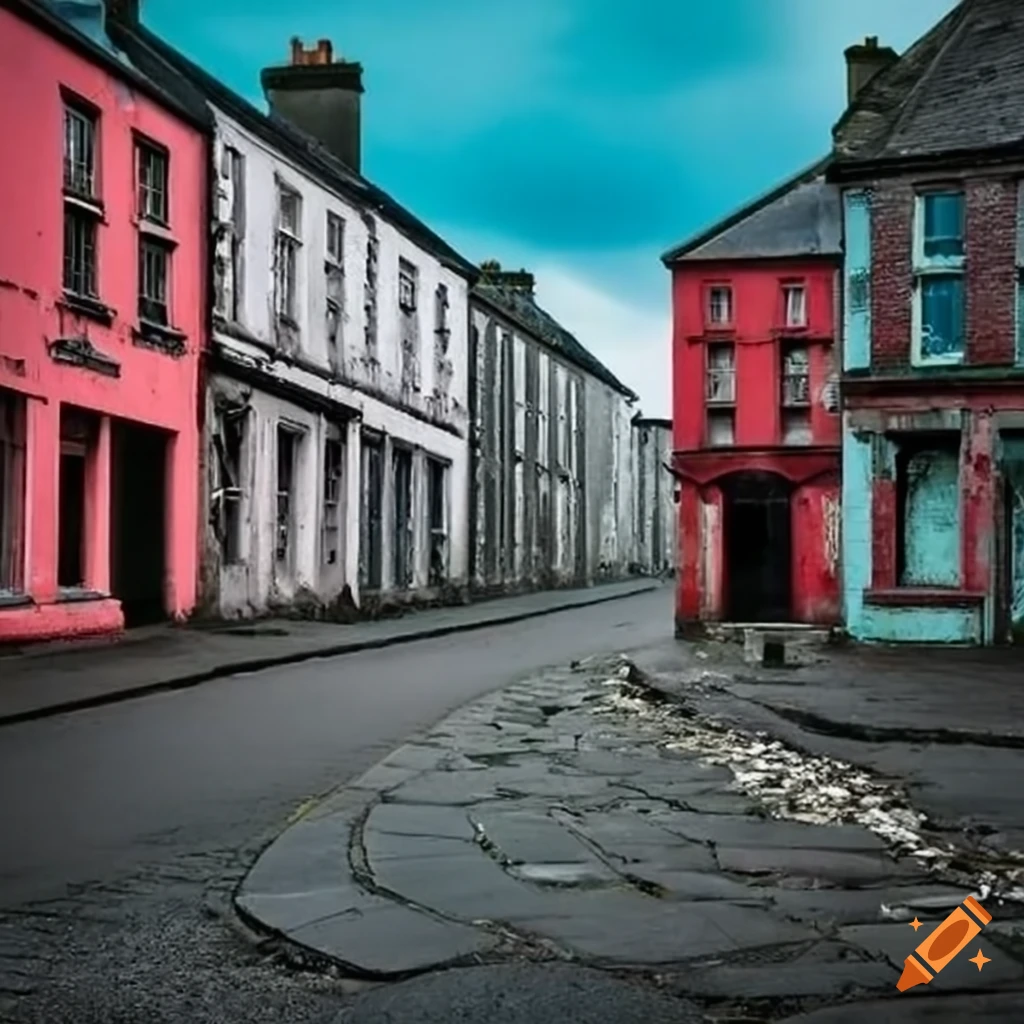 Derelict empty town in ireland on Craiyon