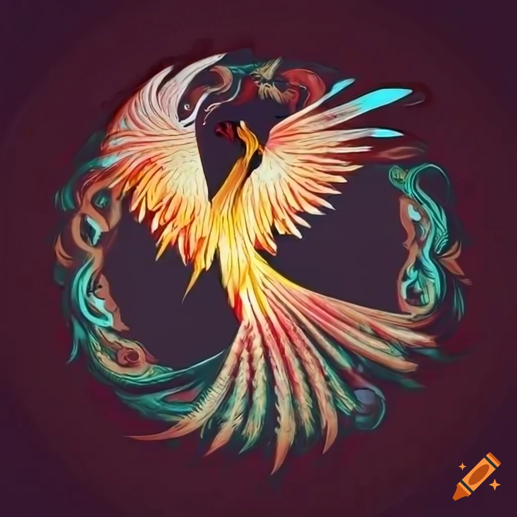 Coat of arms with a phoenix inside a circle on Craiyon