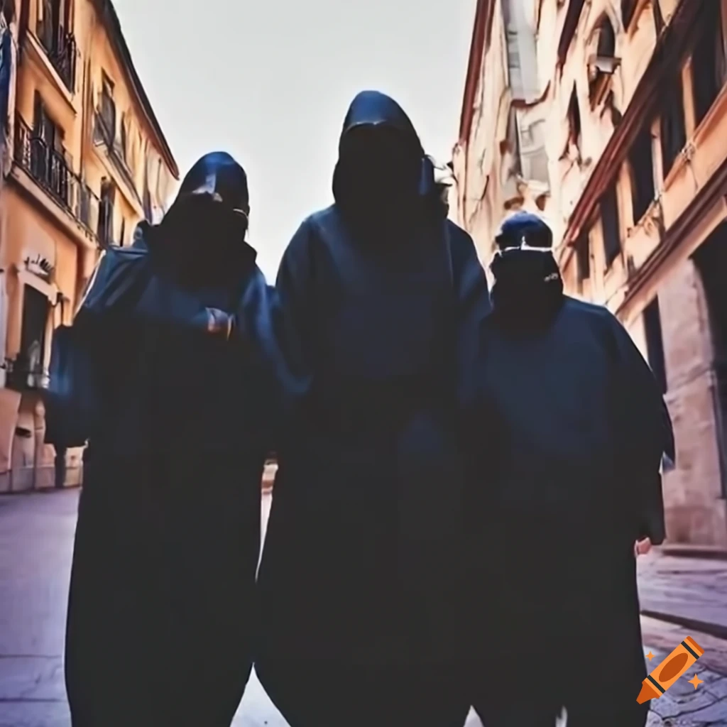 Three rappers posing in oviedo street, spain on Craiyon