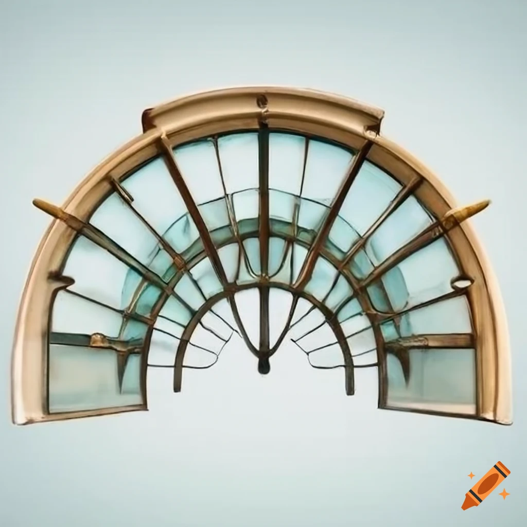 Art deco semicircle window with warped glass panes on Craiyon