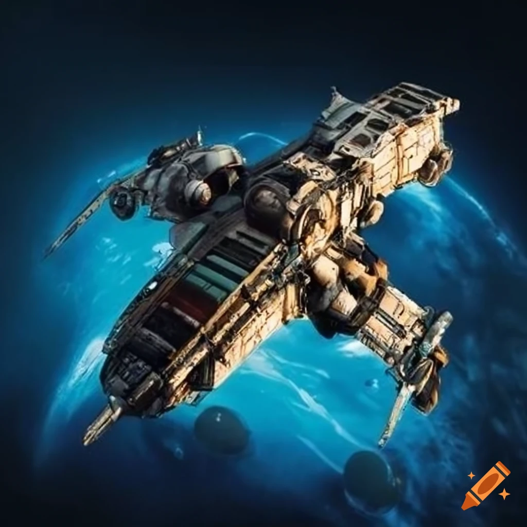 Worn space freighter in star wars firefly tv show style on Craiyon