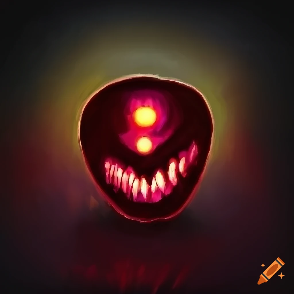 Scary glowing entity in a 2d oil painting on Craiyon