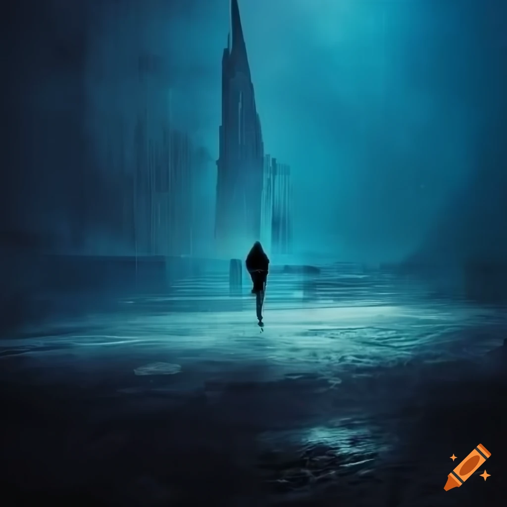 Dystopic futuristic landscape on Craiyon