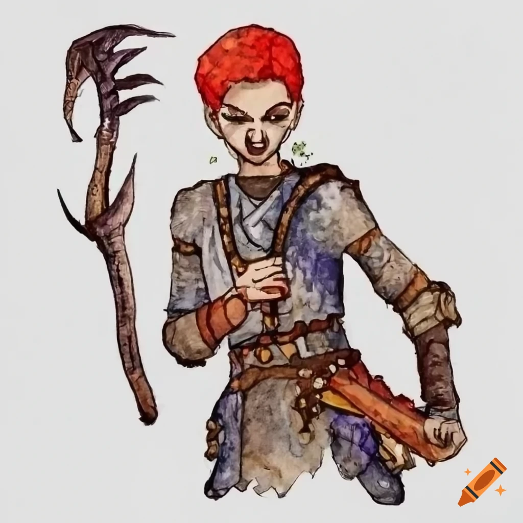 A clown with a black overcoat RPG character with pencil drawing style ...