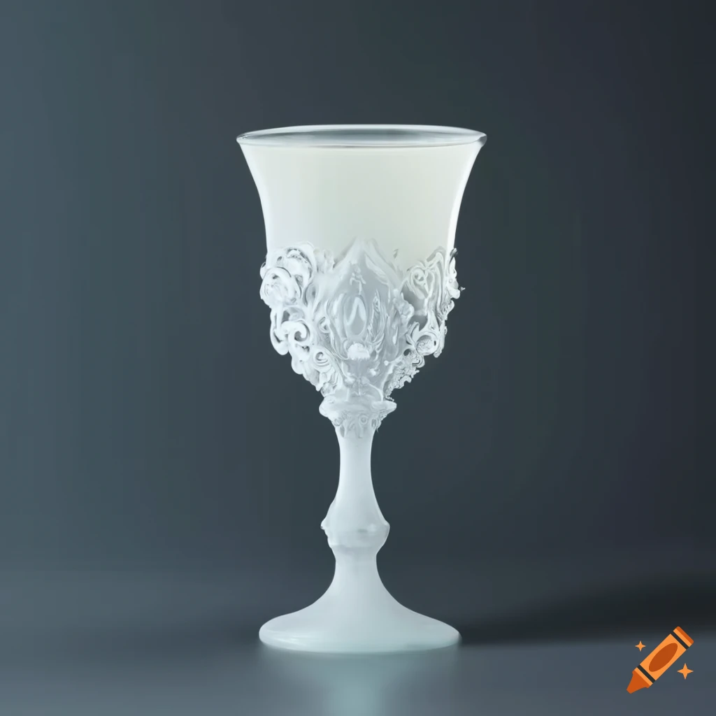 Ornate baroque design milky white frosted glass goblet on Craiyon