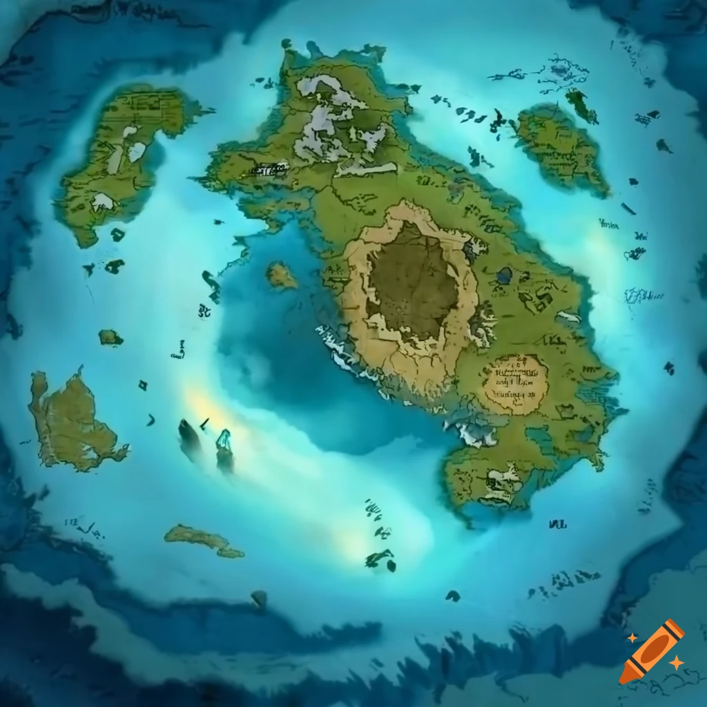 Fantasy world map with continents, seas, and oceans for rpg on Craiyon