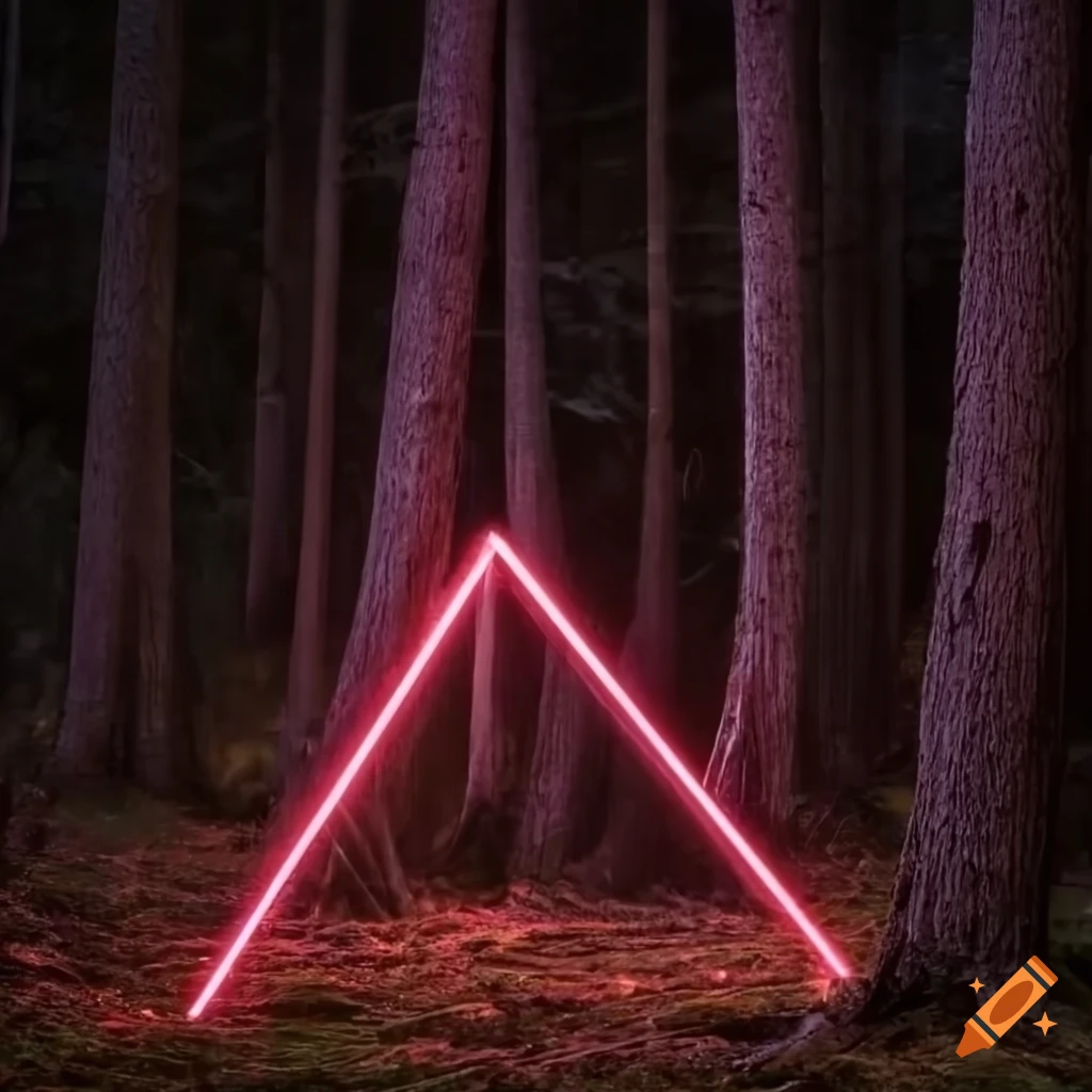 Neon triangle in a forest on Craiyon