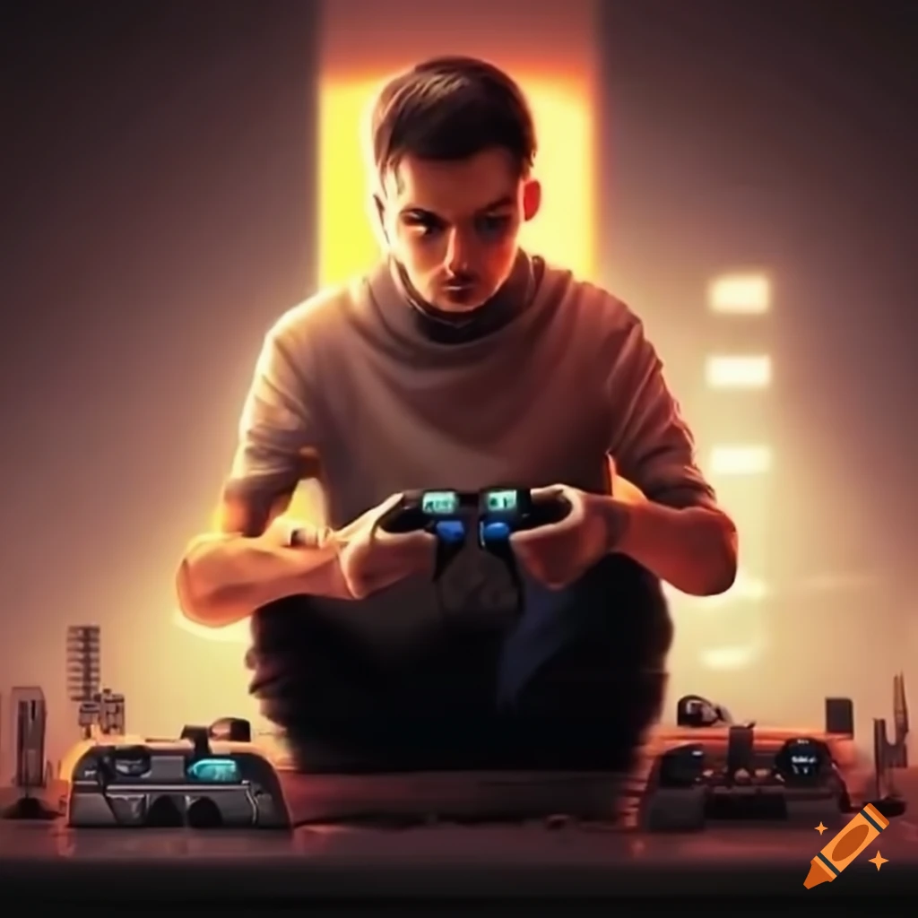 Man enjoying a video game on Craiyon