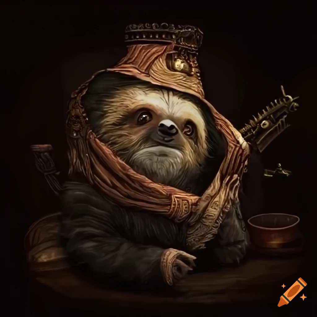 Steampunk sloth illustration on Craiyon