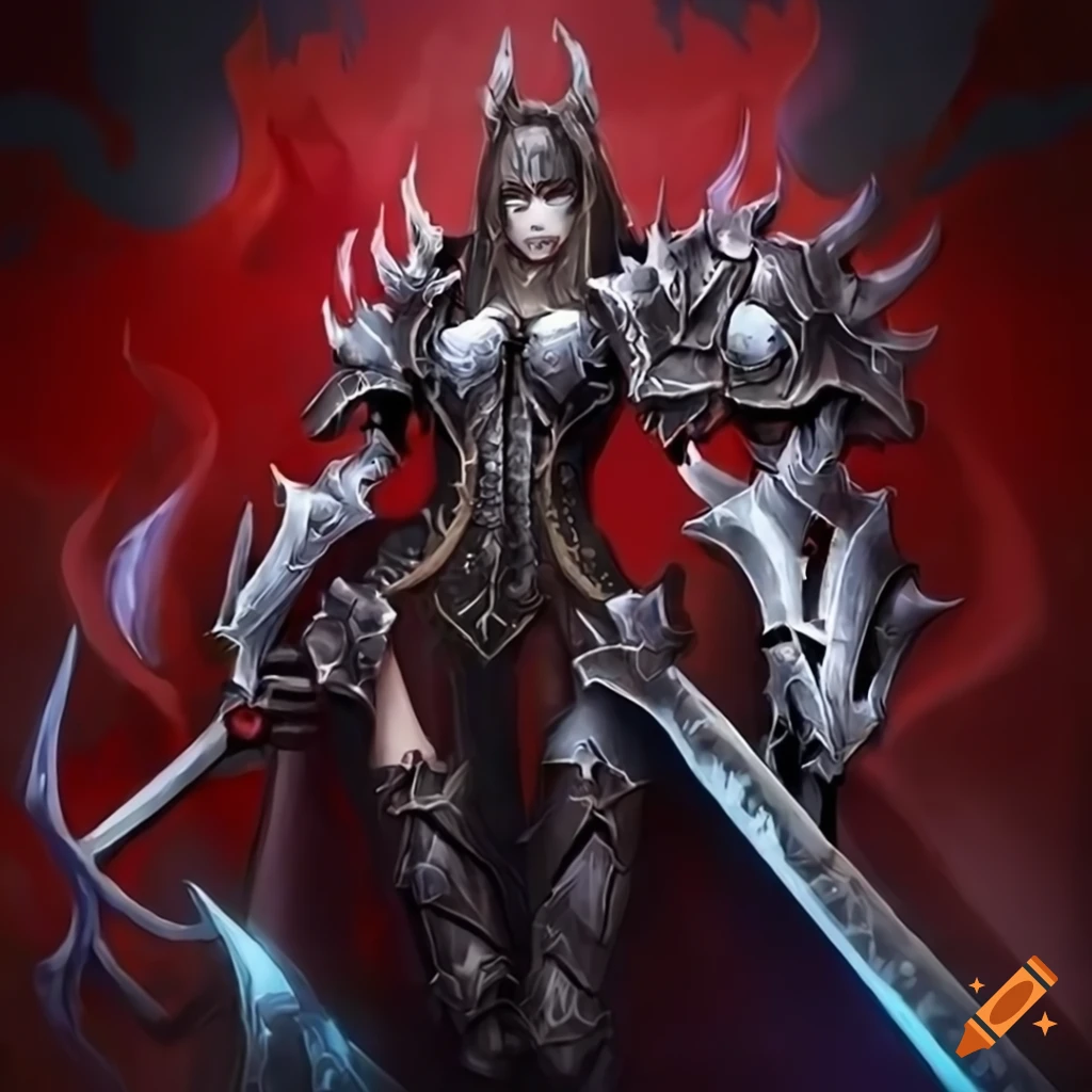 Female blood death knight character on Craiyon