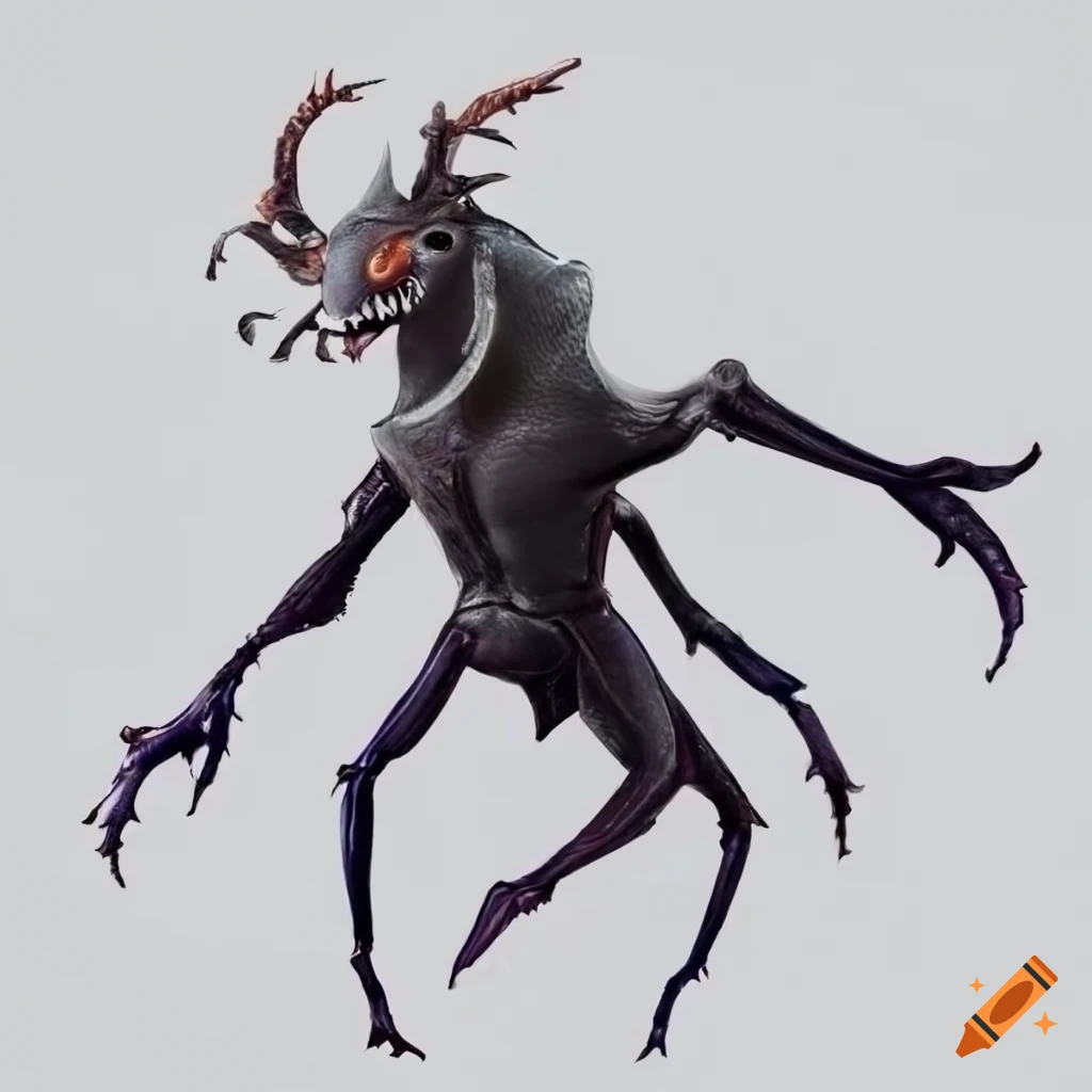 Stag beetle monster on a white background on Craiyon