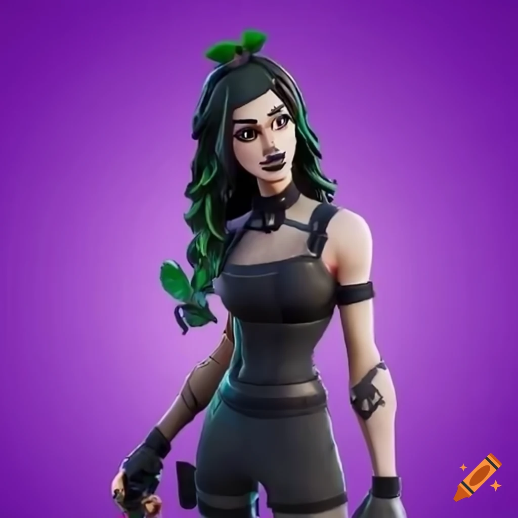 Gothic fortnite character surrounded by plants on Craiyon